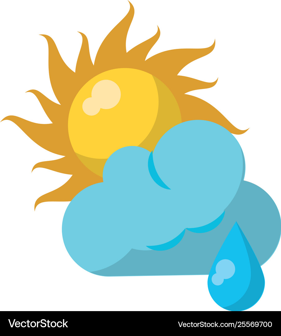 Sun and cloud with raining weather symbol Vector Image