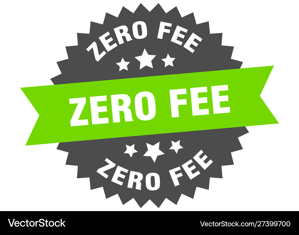 Zero fee sign green-black circular band Royalty Free Vector