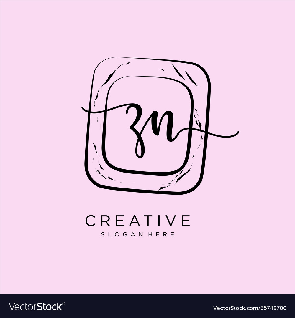 Zn initial handwriting logo template Royalty Free Vector