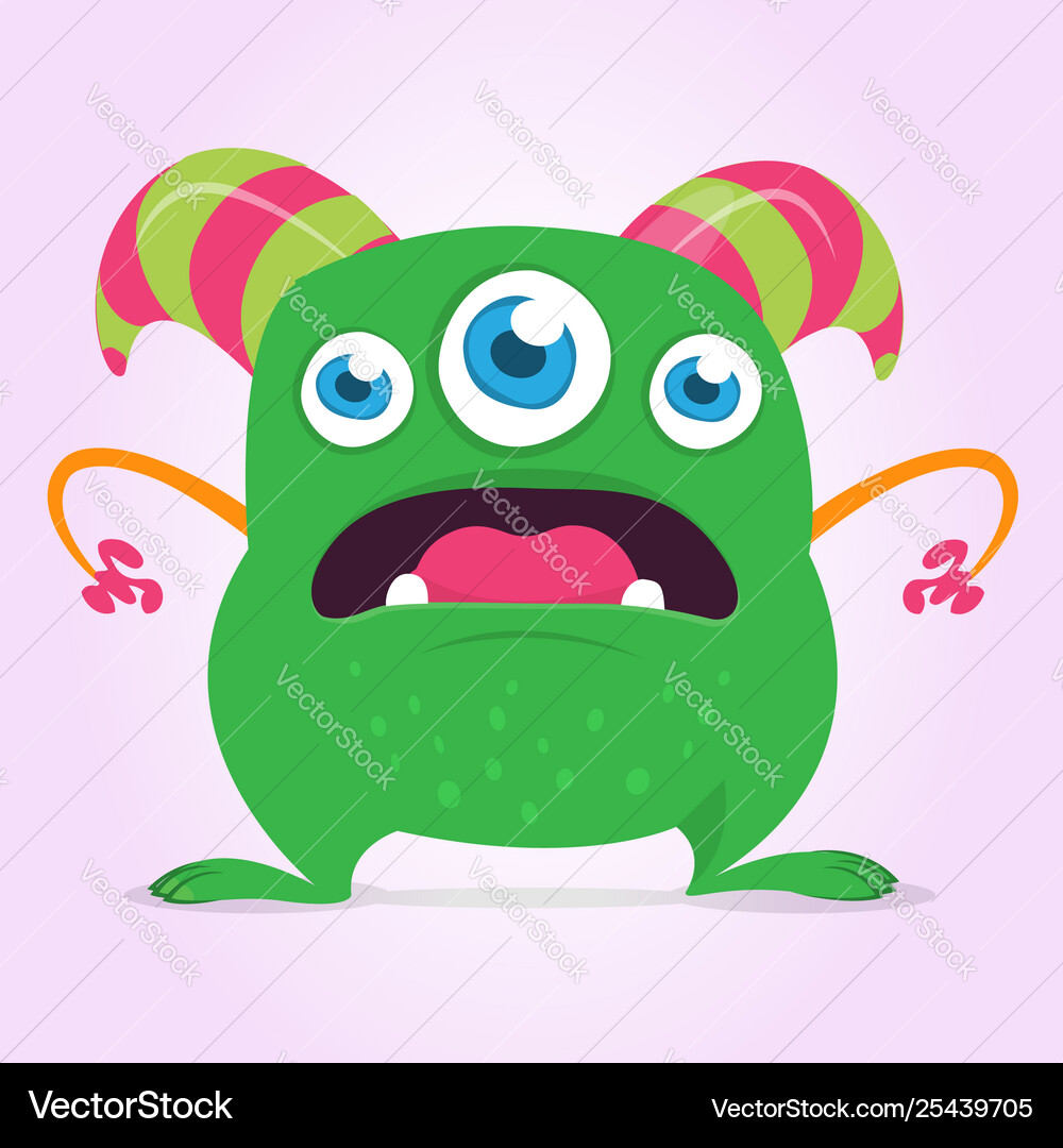 Cool cartoon monster with three eyes Royalty Free Vector