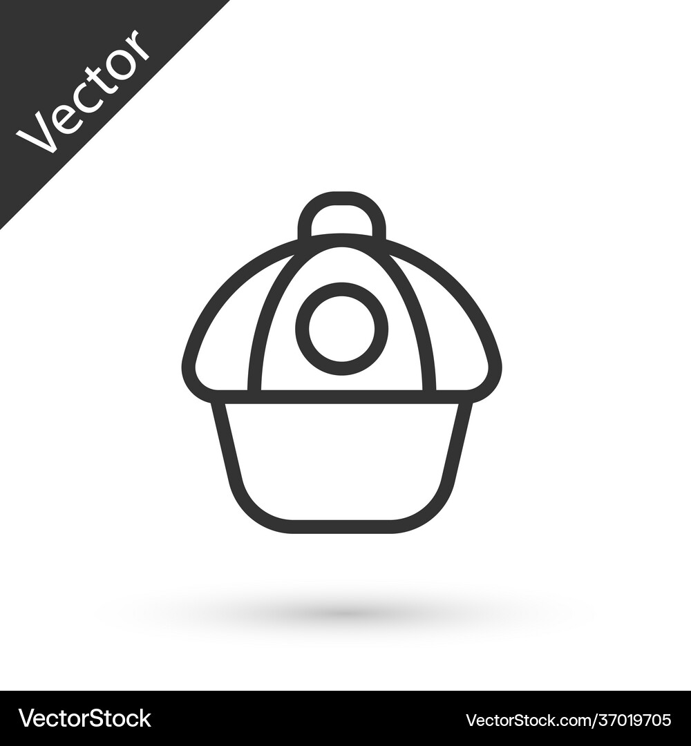 Grey line baseball cap icon isolated on white Vector Image