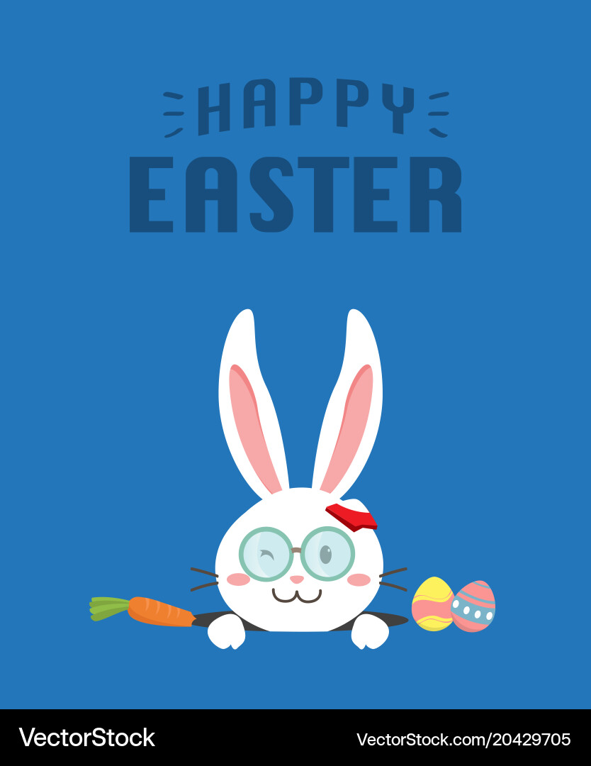 Happy easter bunny with carrot white bunny Vector Image