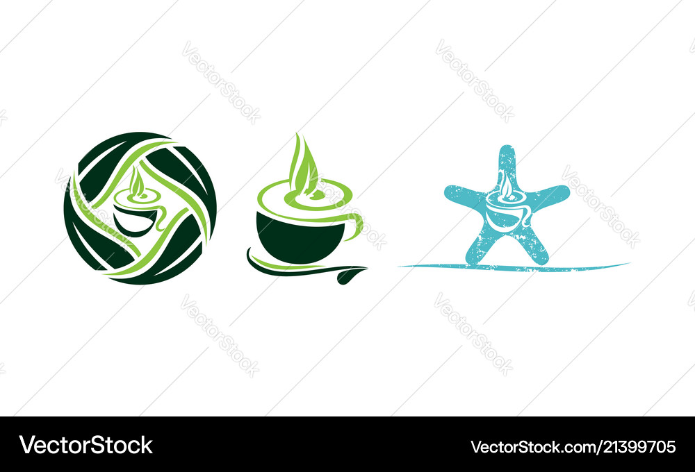 Health tea template logo set Royalty Free Vector Image