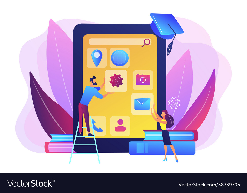 Mobile app development courses concept Royalty Free Vector