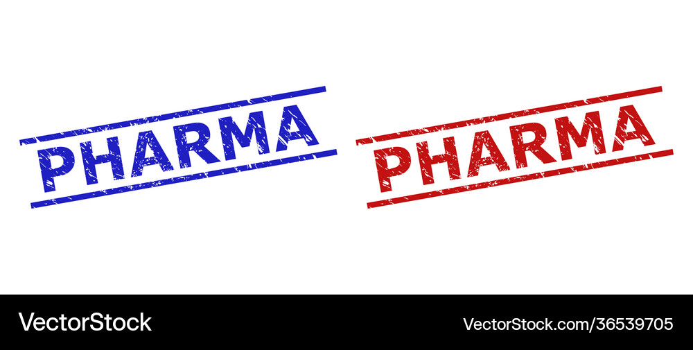 Pharma stamps with grunged style and parallel Vector Image