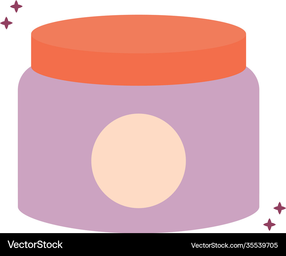 Purple container for cream with sparks Royalty Free Vector