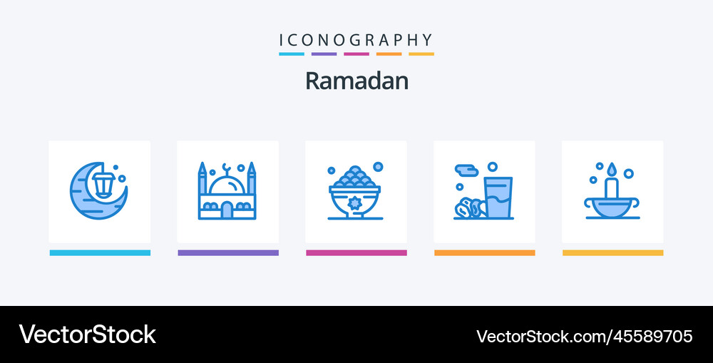 Ramadan blue 5 icon pack including aladdin iftar Vector Image