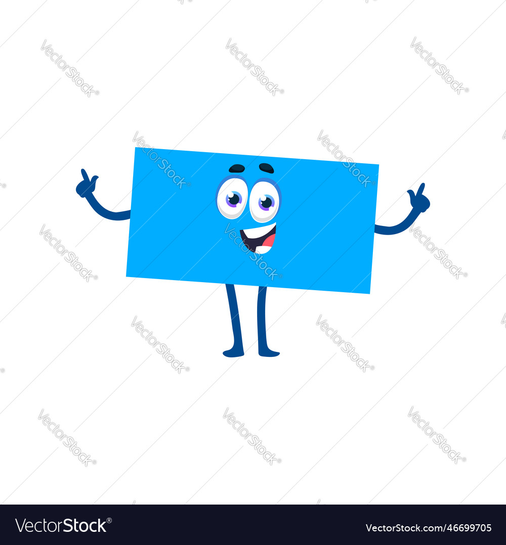 Rectangle math shape character cute blue figure Vector Image