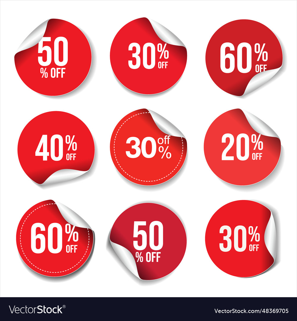 Red stickers super sale collection Royalty Free Vector Image