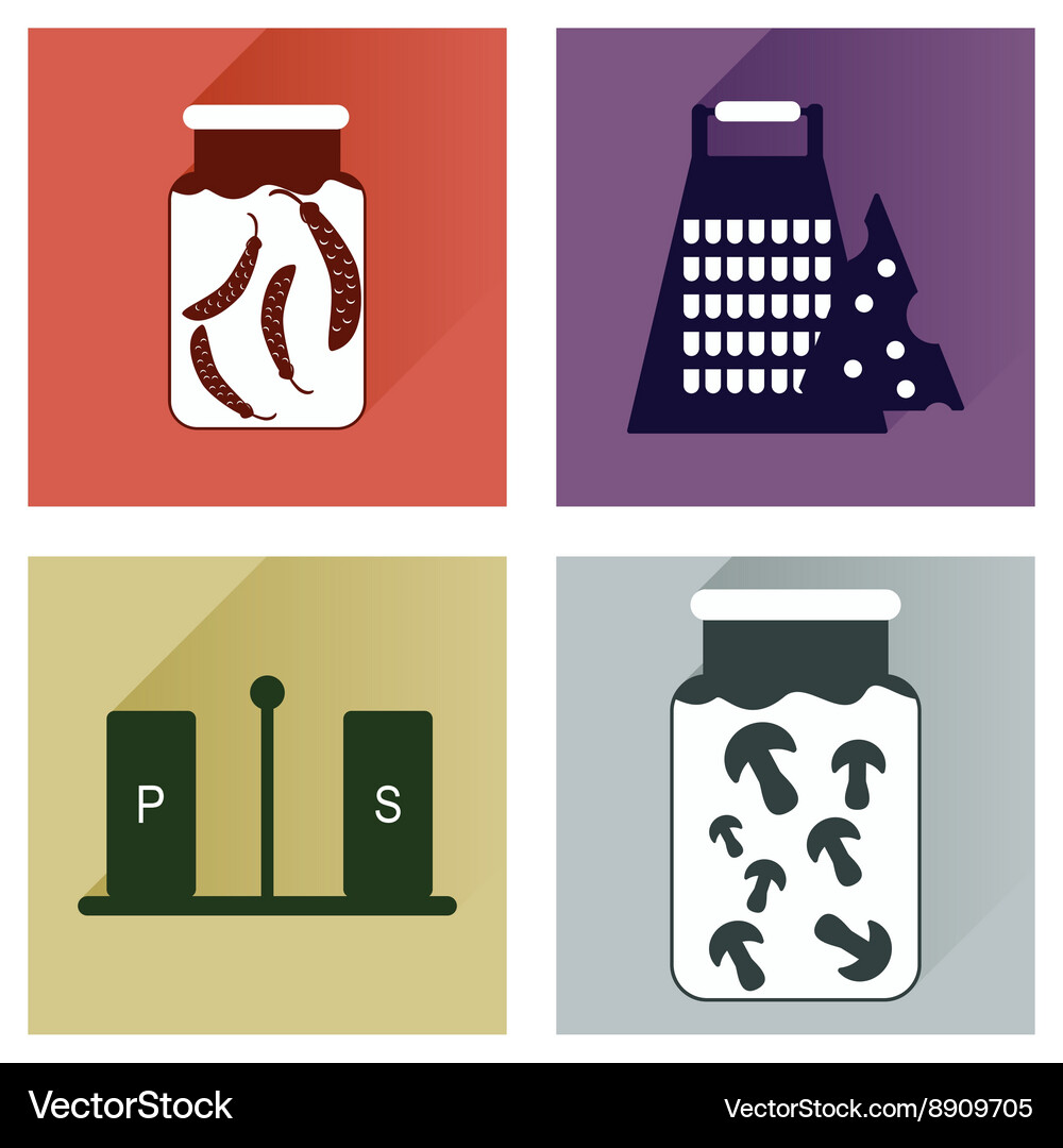 Set flat icons with long shadow homemade Vector Image