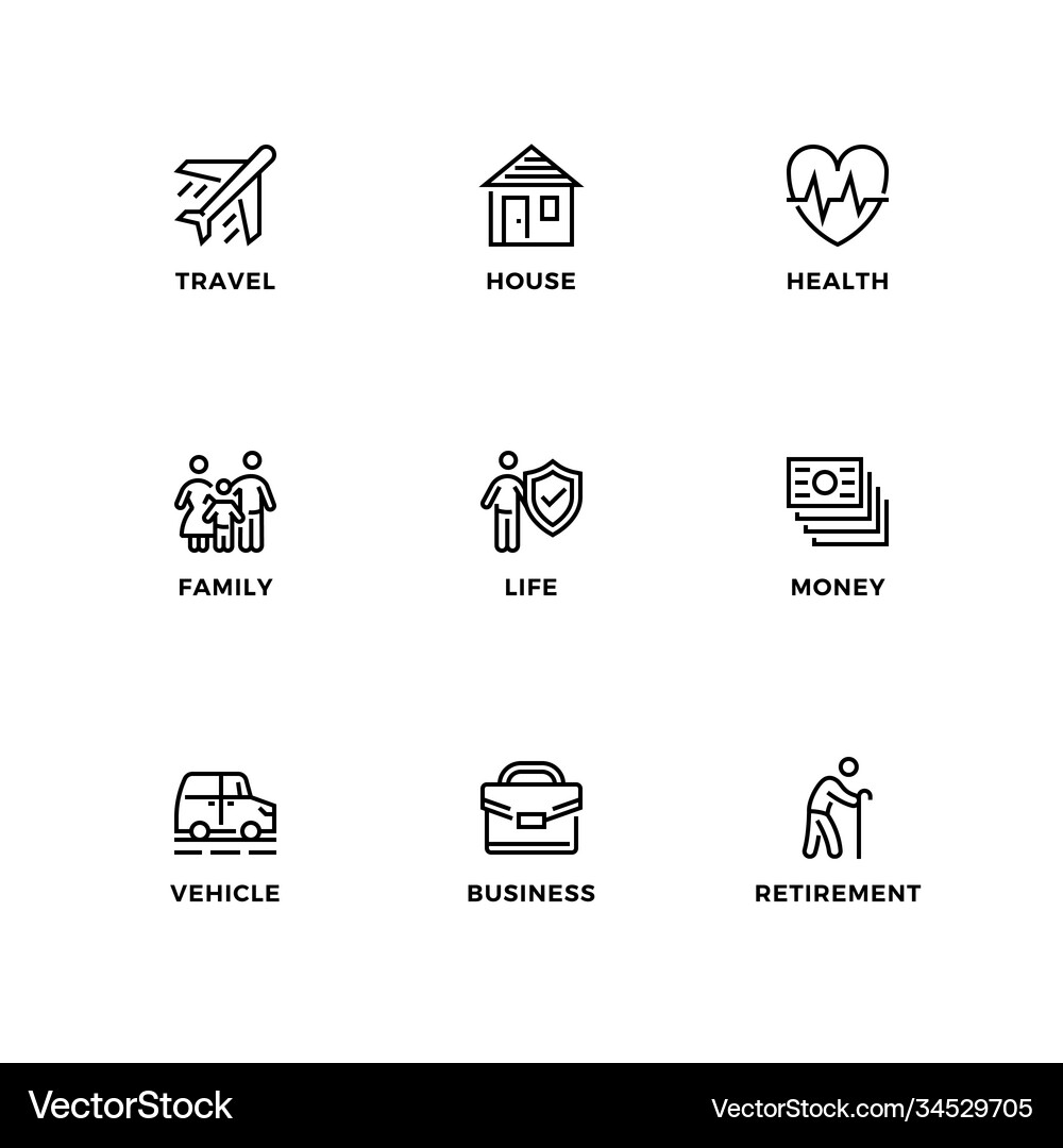 Set icons for insurance Royalty Free Vector Image