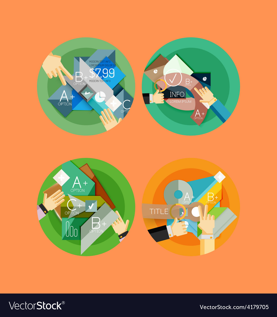 Set of flat design circle infographic icons Vector Image