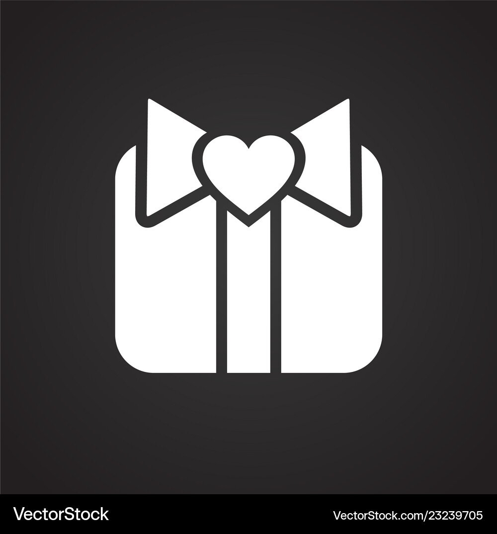 Valentines day gift icon on black background Vector Image