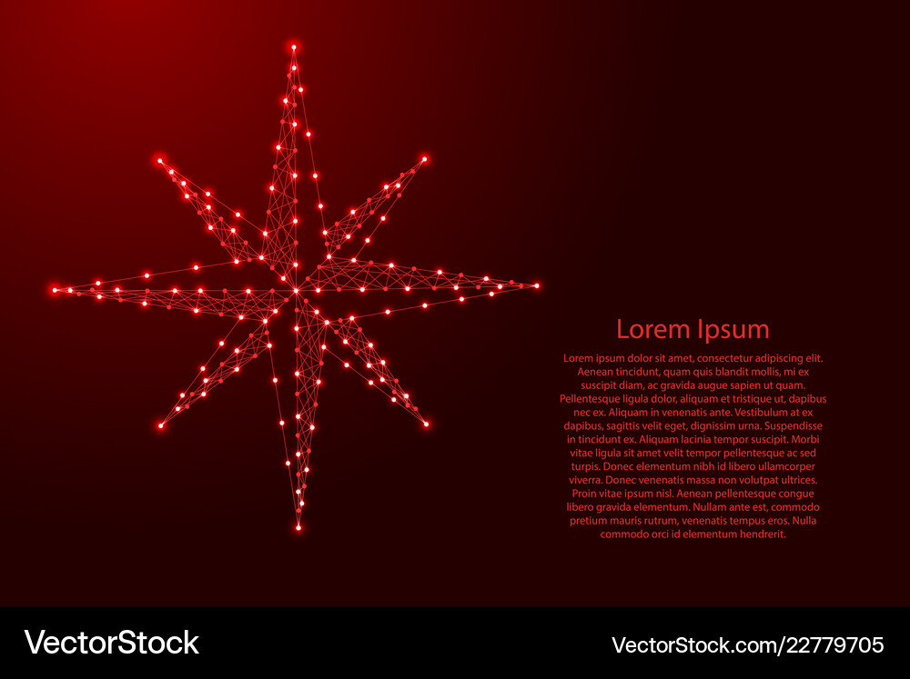 Wind rose compass from futuristic polygonal red Vector Image