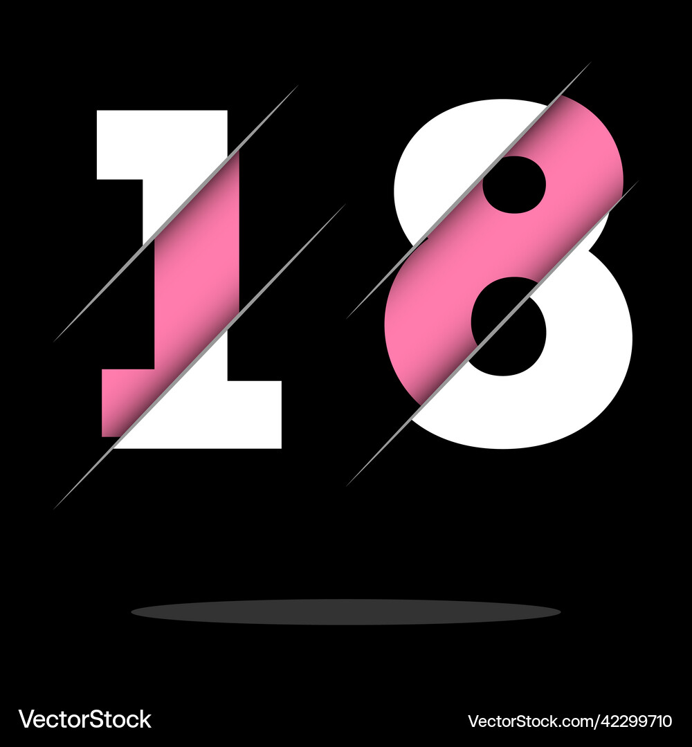 17 1 7 number logo design with a creative cut Vector Image