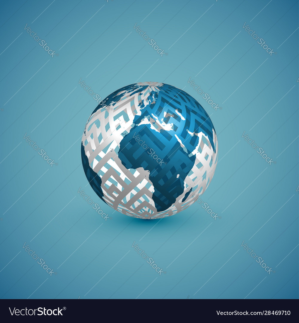Blue globe map with pattern sphere Royalty Free Vector Image