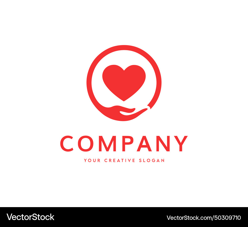 Caring heart logo design or love Royalty Free Vector Image