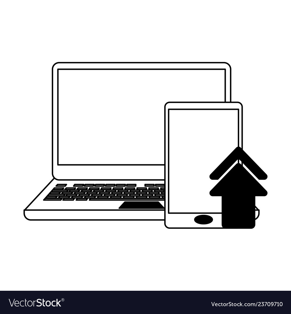 Cloud computing technology black and white Vector Image