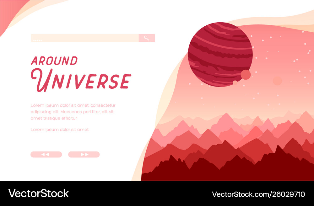 Cosmic Landscape with Red Planet Royalty Free Vector Image