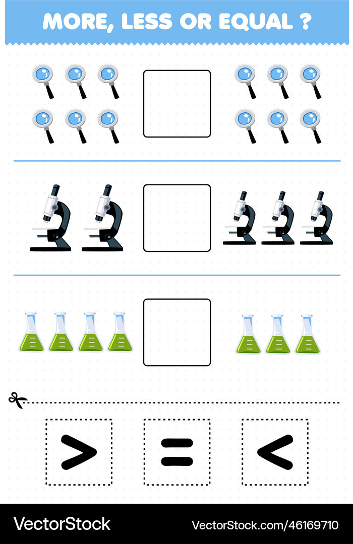 Education game for children count more less Vector Image