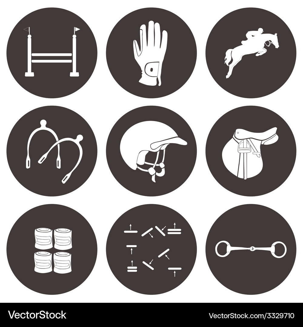 Equestrian Equipment Icons Royalty Free Vector Image