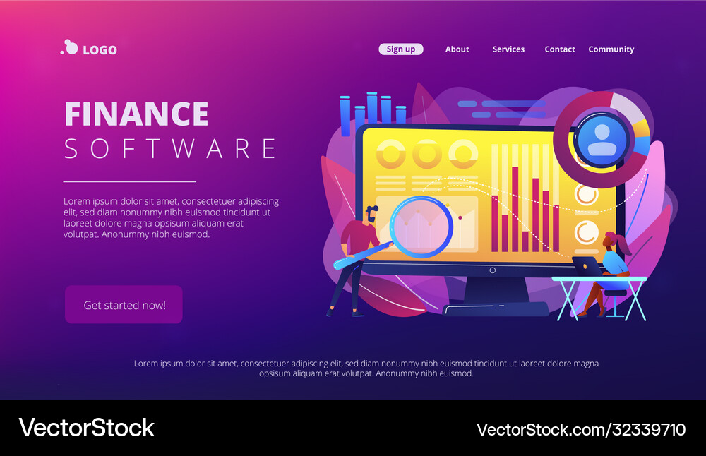 Financial management system concept landing page Vector Image