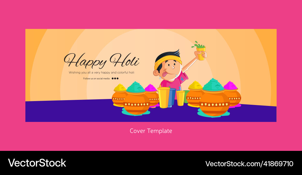 Happy holi cover page design Royalty Free Vector Image