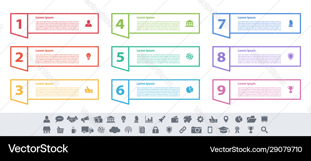 Infographic design business concept with 9 steps Vector Image