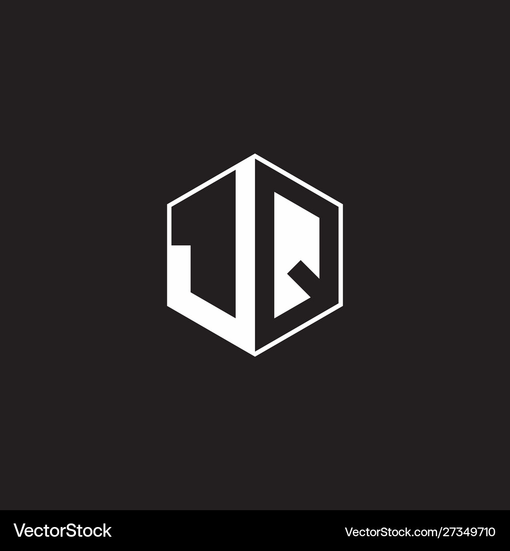 Jq logo monogram hexagon with black background Vector Image