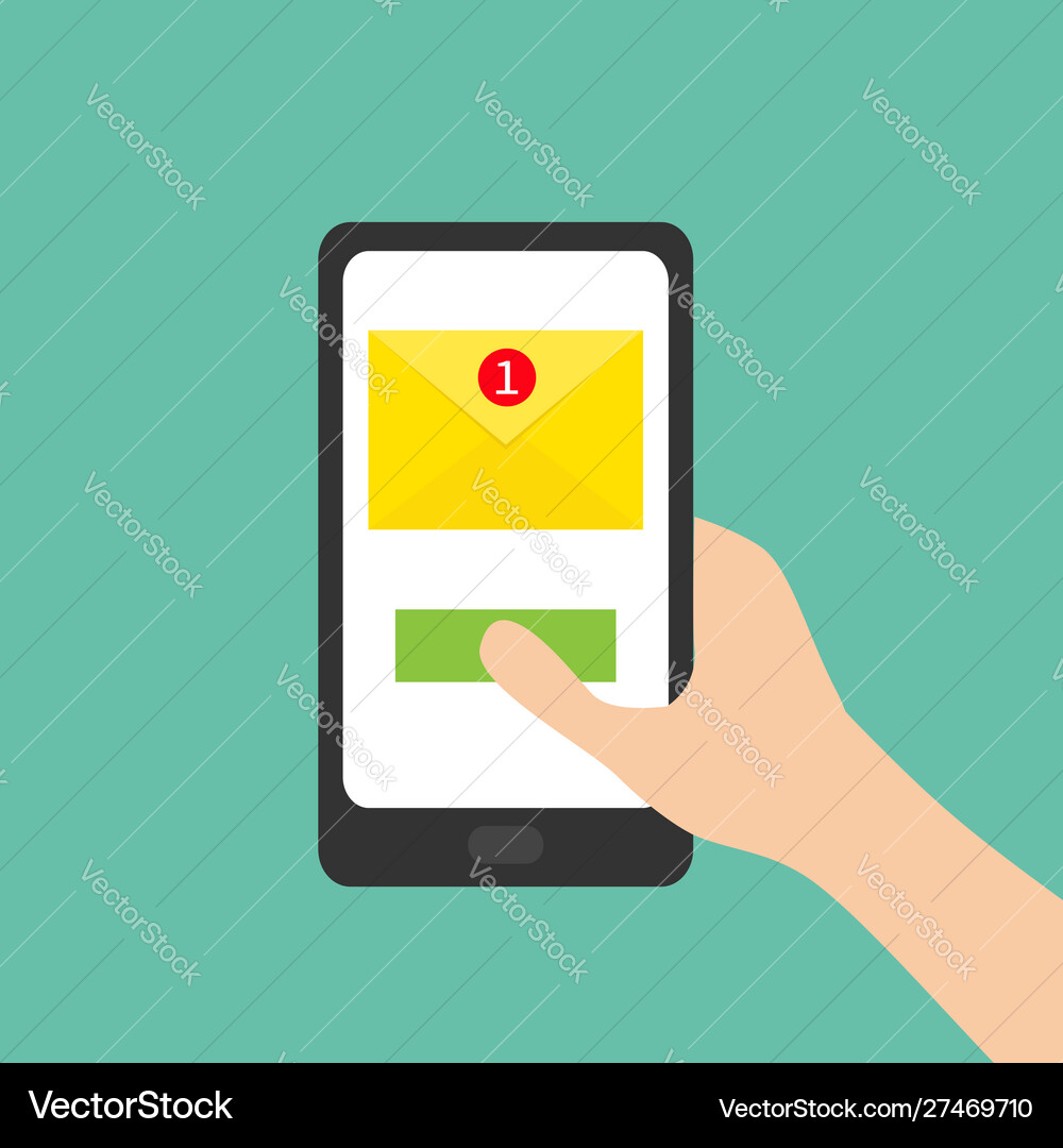 New message sign symbol unread notification hand Vector Image