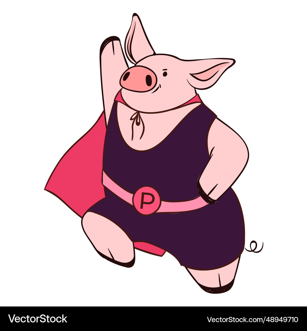 Pig hero cartoon Royalty Free Vector Image - VectorStock