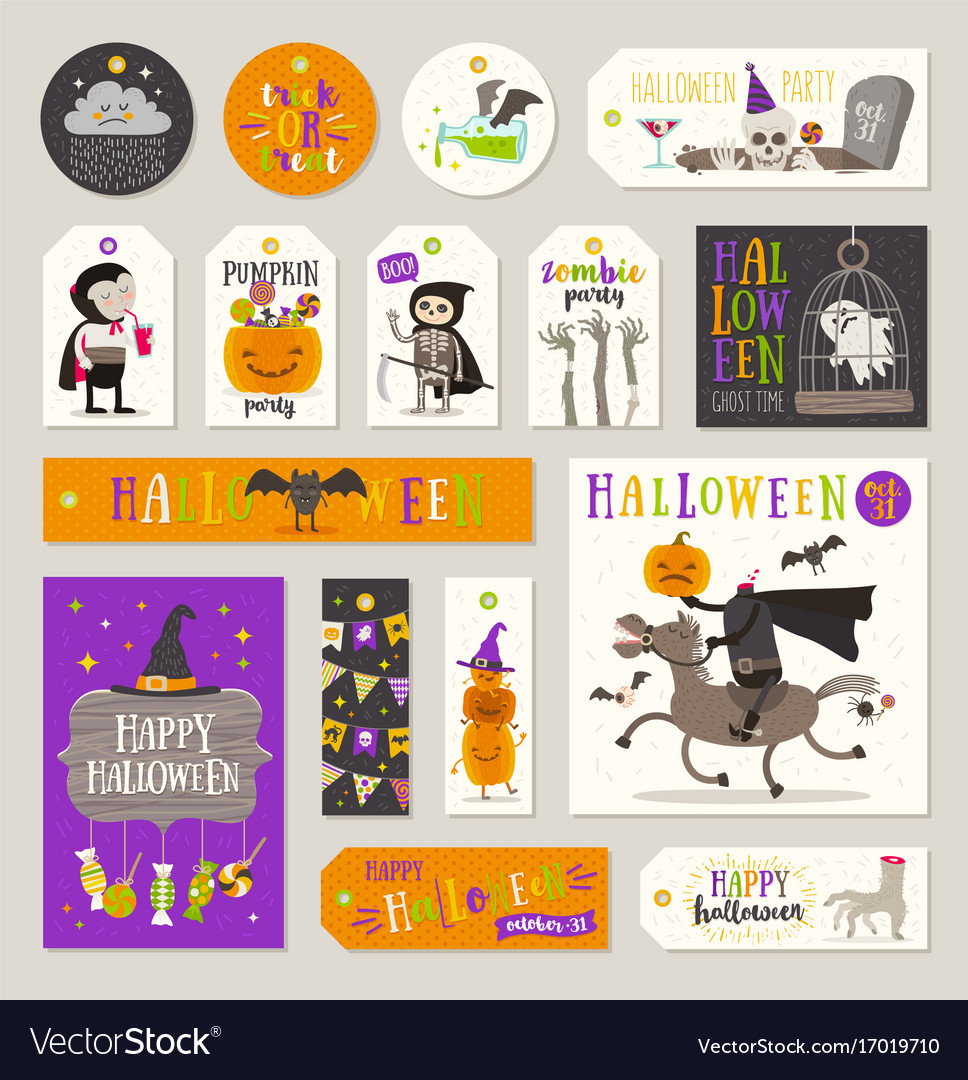 Set halloween gift tags and labels Royalty Free Vector Image