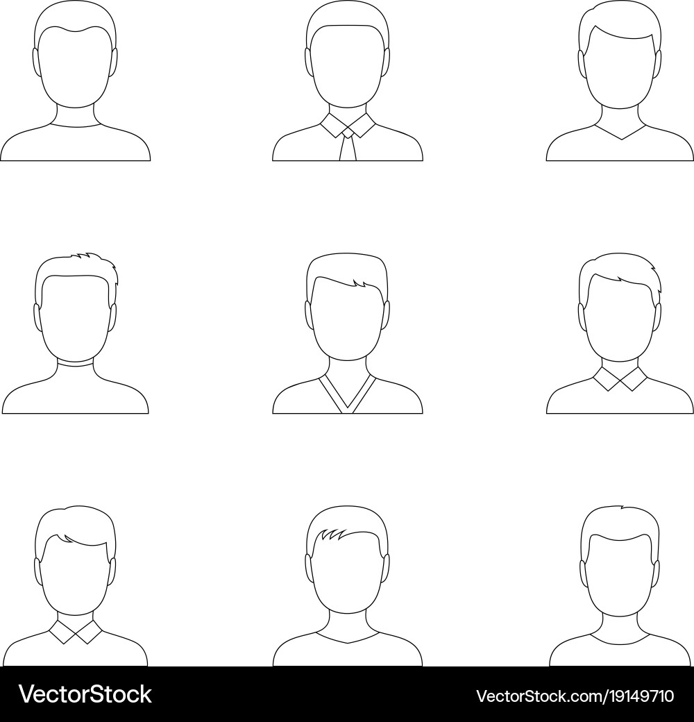 Set outline icons men Royalty Free Vector Image