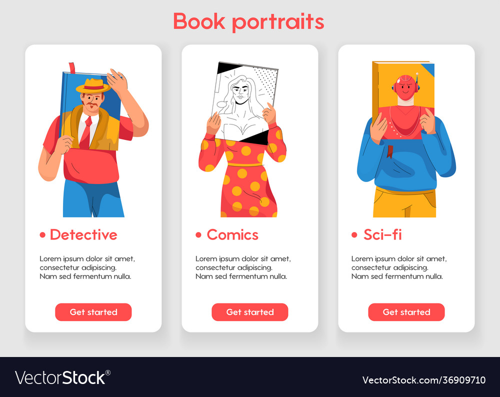 Template design for mobile app page with book Vector Image