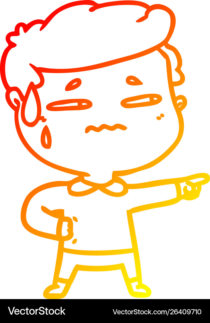 Warm gradient line drawing cartoon anxious man Vector Image