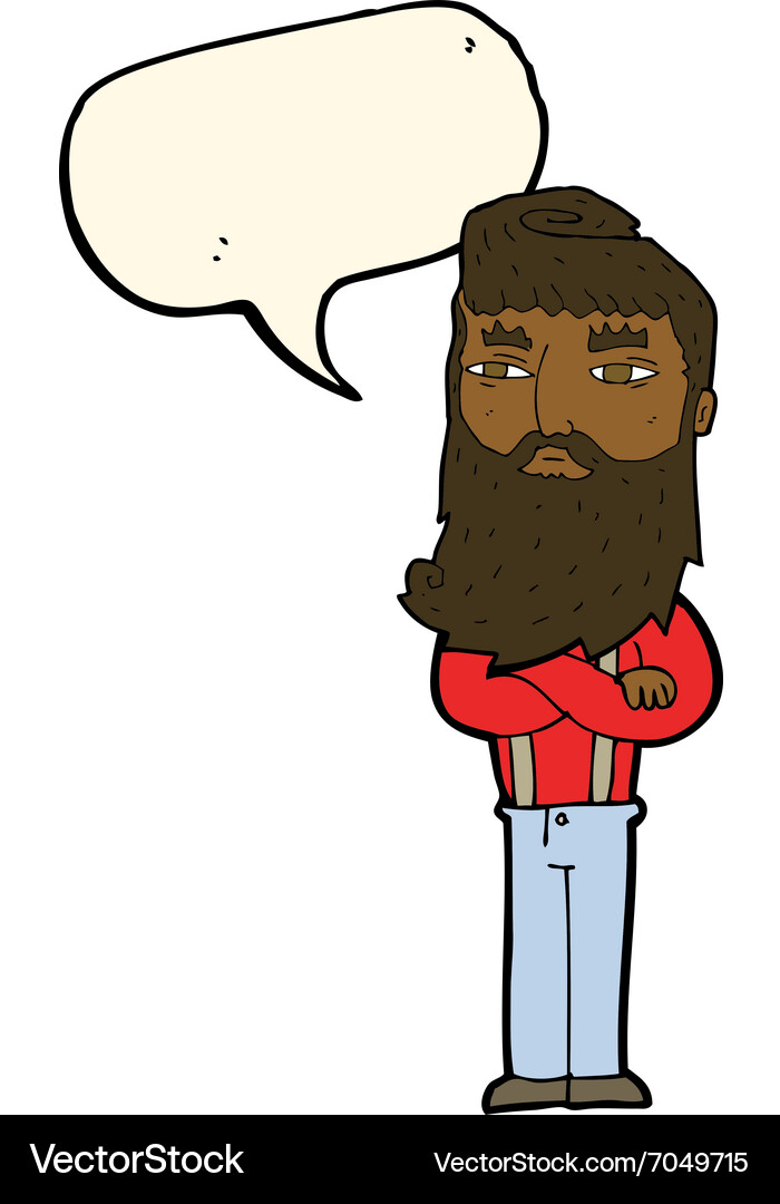 Cartoon serious man with beard speech bubble Vector Image