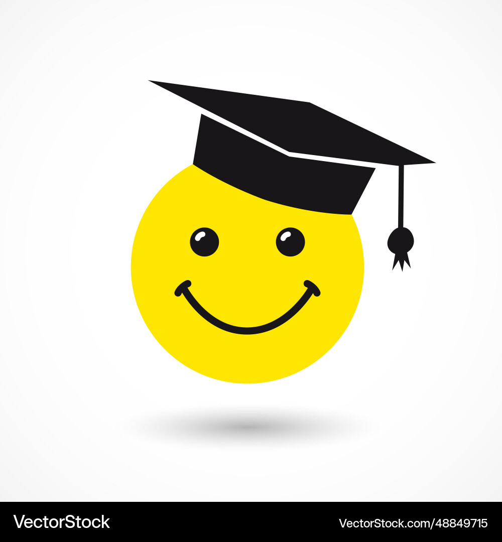 Graduating smile emoji Royalty Free Vector Image