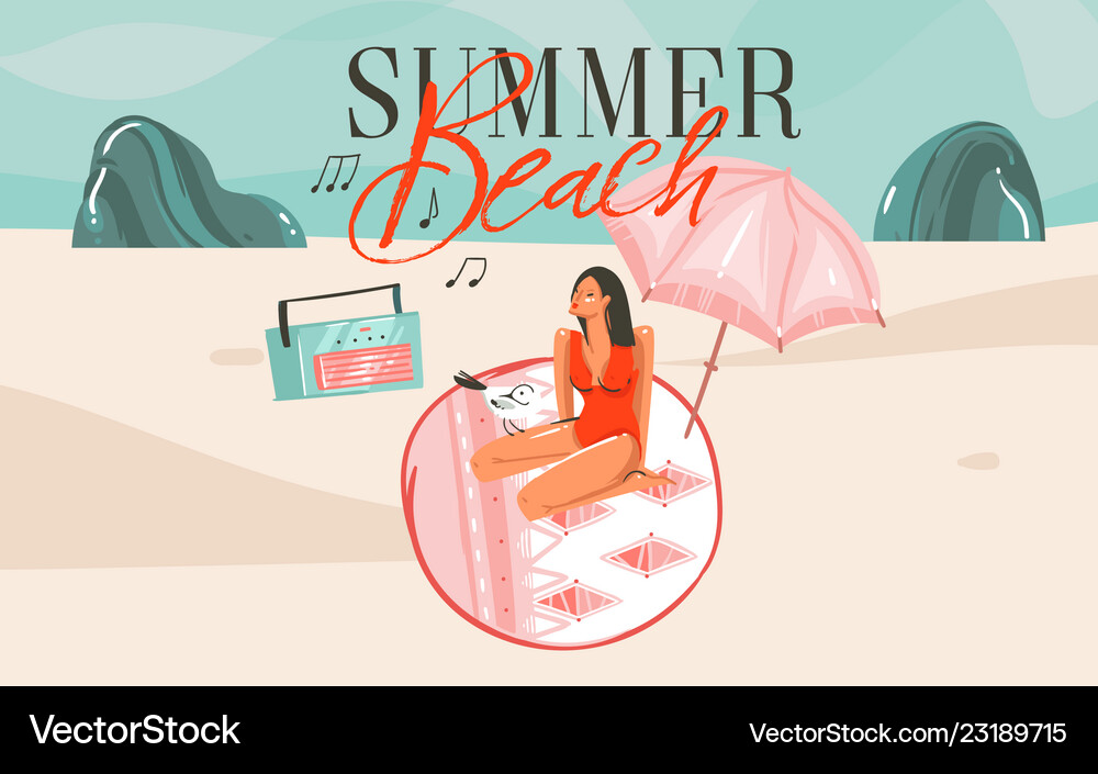 Hand drawn abstract cartoon summer time Royalty Free Vector