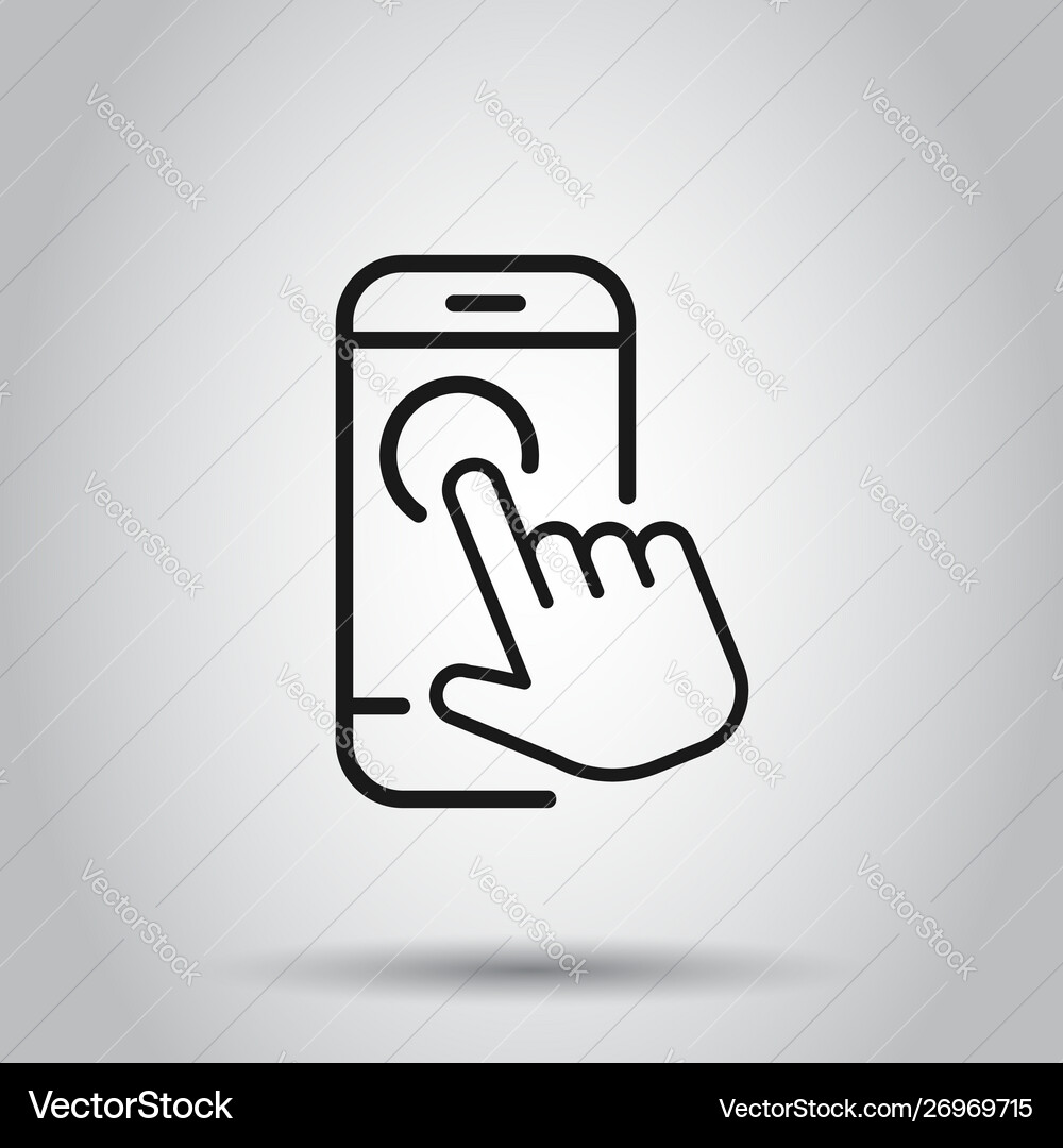 Hand touch smartphone icon in flat style phone Vector Image