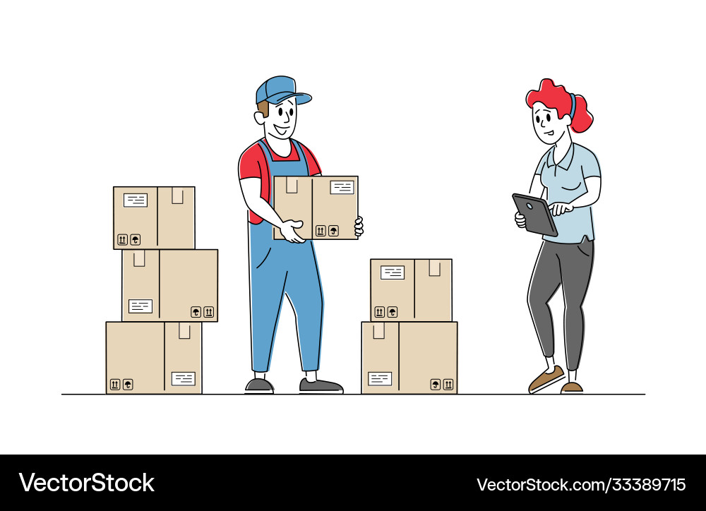 Inventory manager characters accounting goods Vector Image