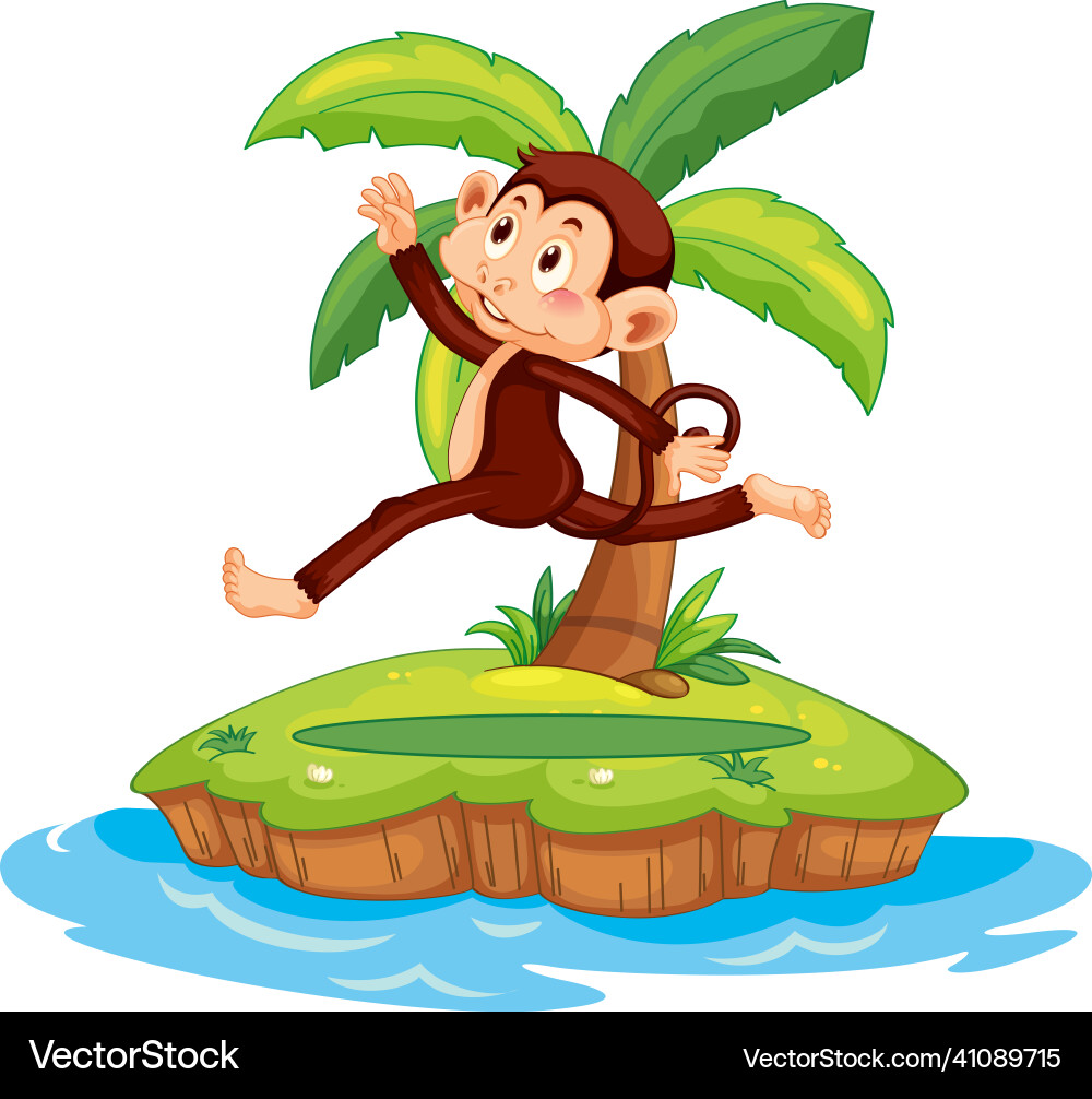 Jumping monkey cartoon character on isolated Vector Image