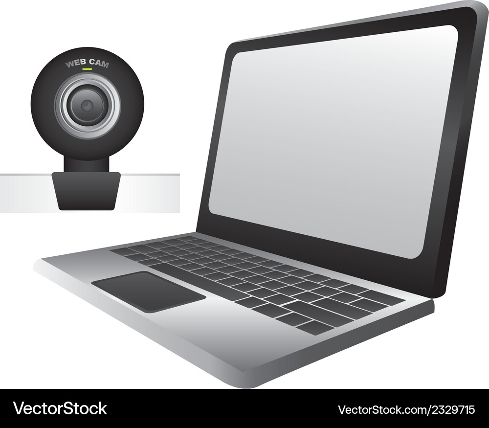 Laptop with web cam isolated over white background