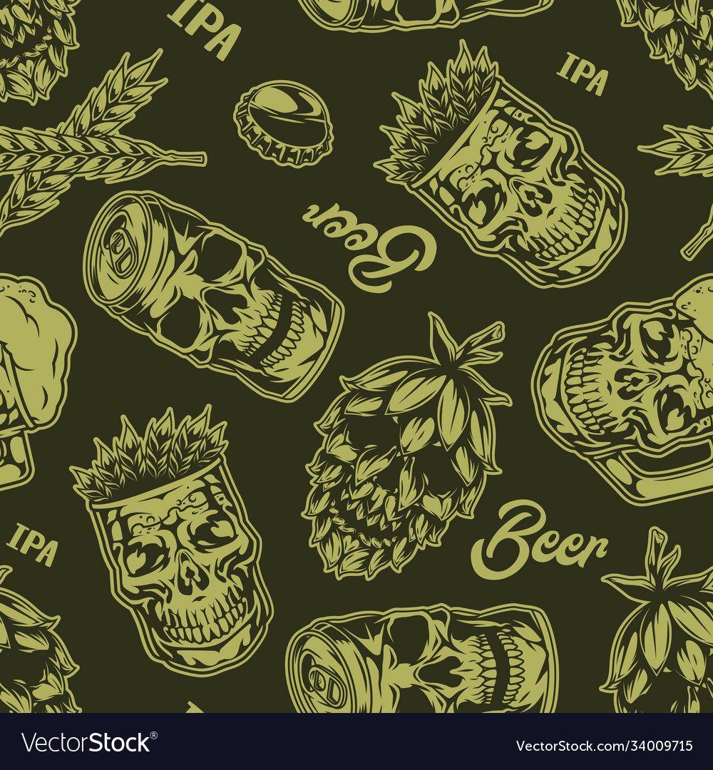 Monochrome beer seamless pattern Royalty Free Vector Image Monochrome beer seamless pattern Royalty Free Vector Image