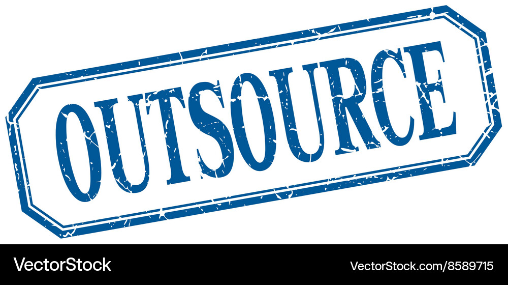 Outsource square blue grunge vintage isolated Vector Image