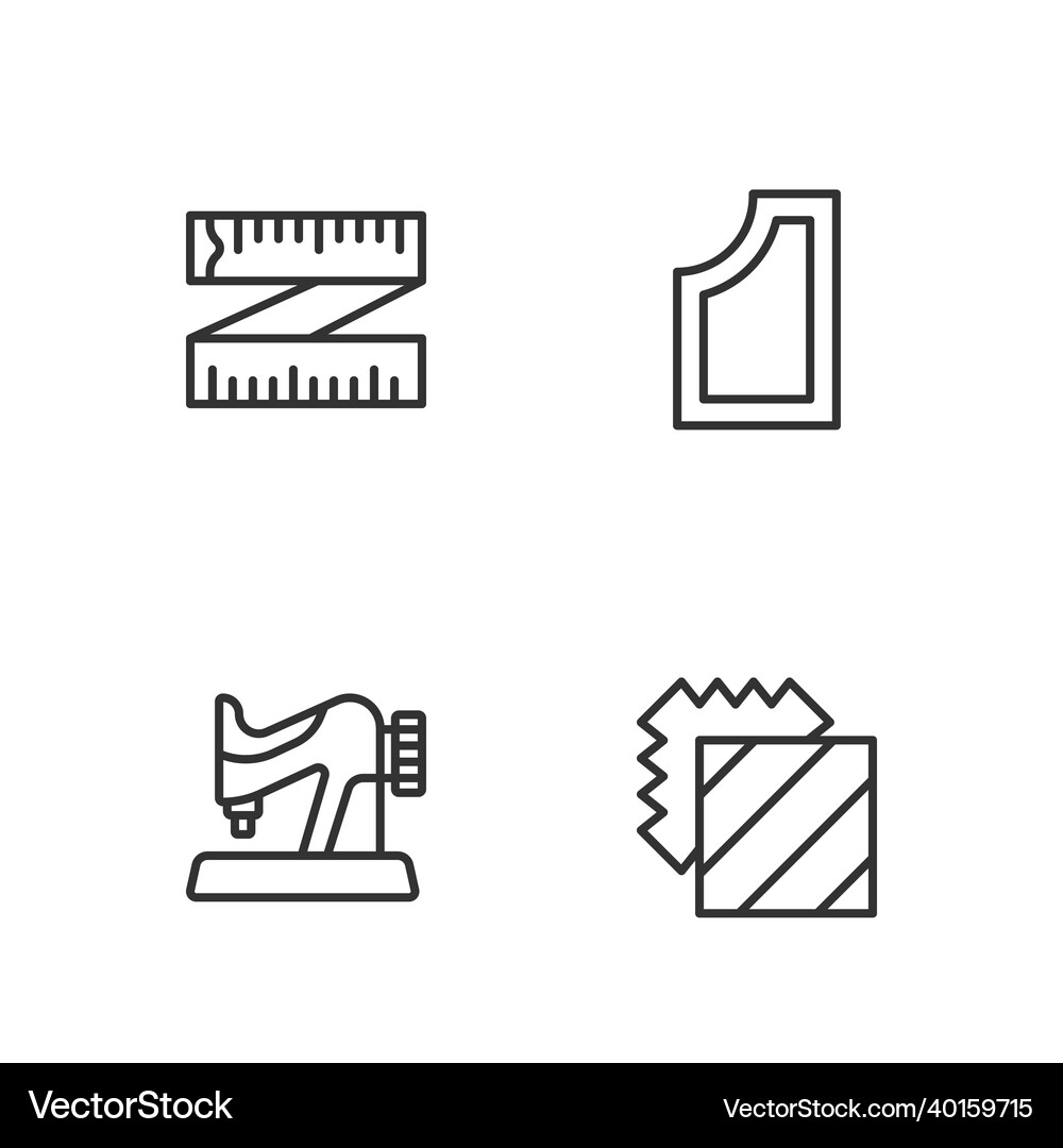 Set line layers clothing textile sewing machine Vector Image
