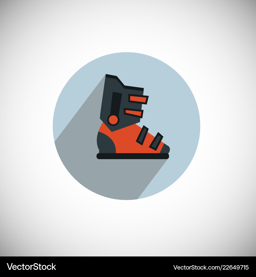 Ski boot on flat background Royalty Free Vector Image