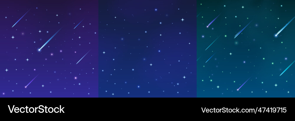 Star and comet in night sky background Royalty Free Vector