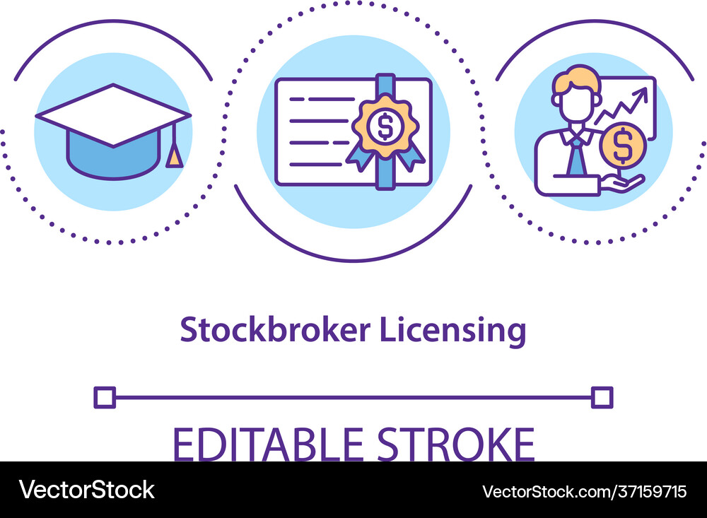 Stockbroker licensing concept icon Royalty Free Vector Image