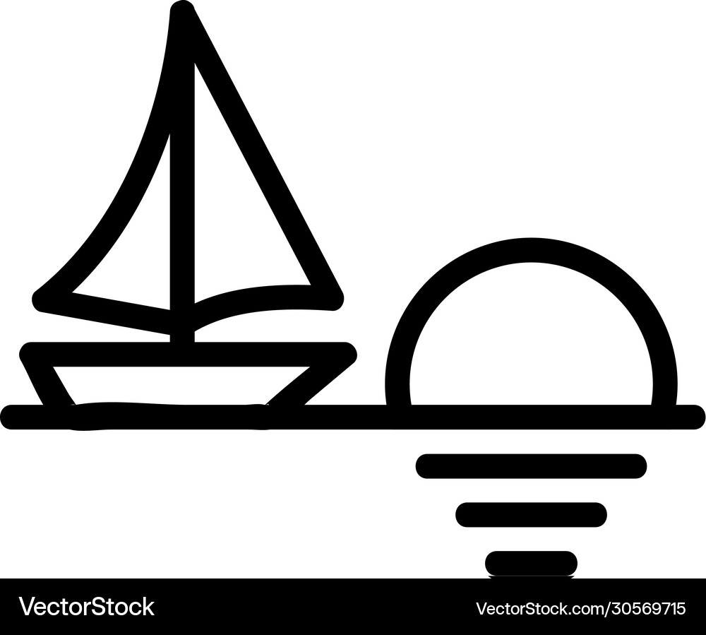 Sunset sea ship icon outline Royalty Free Vector Image