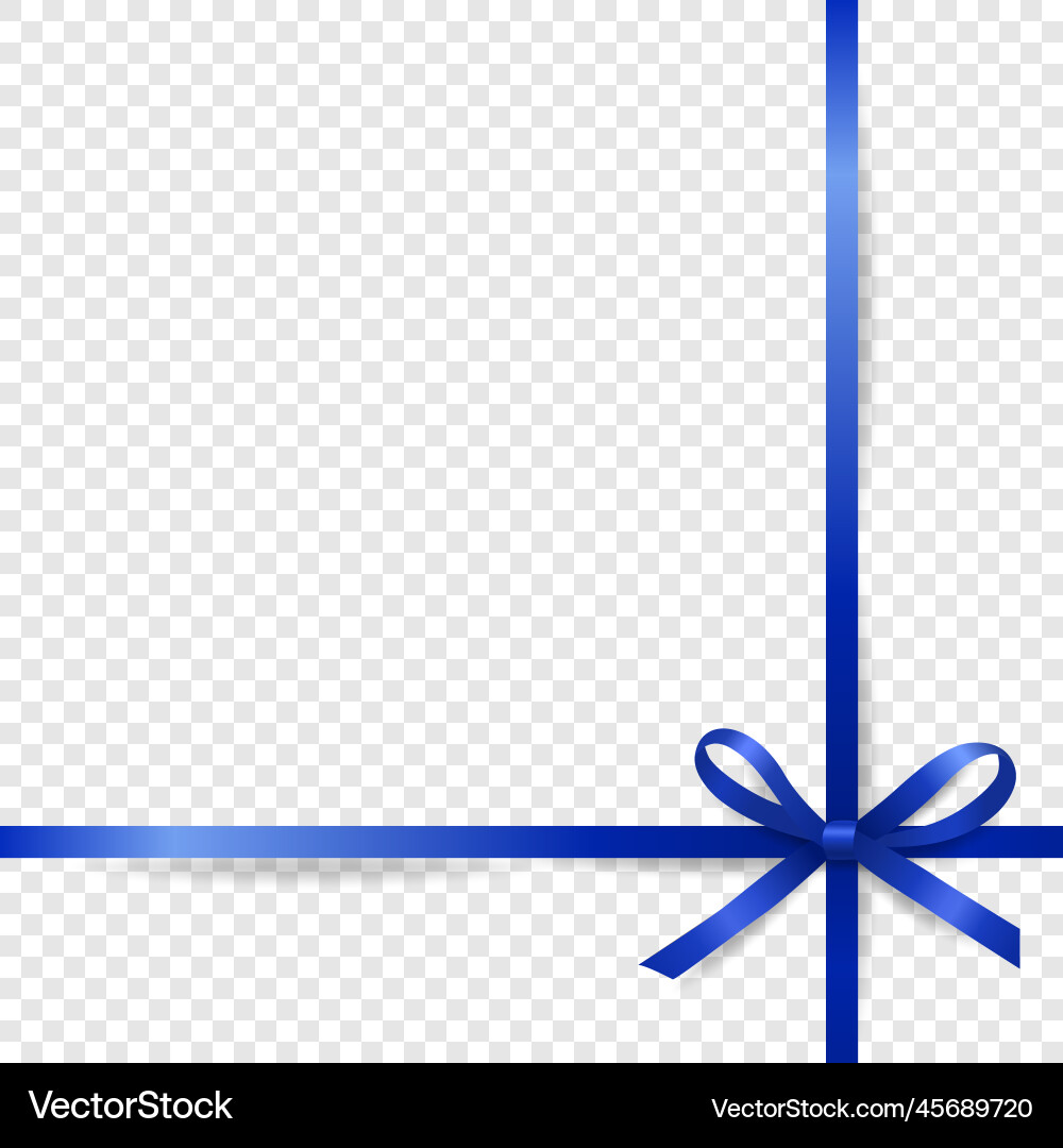 3d realistic blue gift ribbon and bow Royalty Free Vector